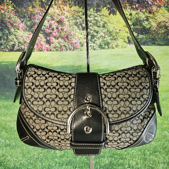 Coach | Bags | Vintage Coach Soho Black Signature Leather Canvas ...